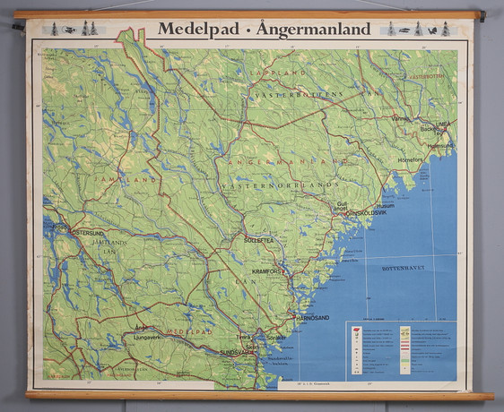 WALL MAP, Medelpad, Ångermanland, scale: 1:200,000, General Staff ...