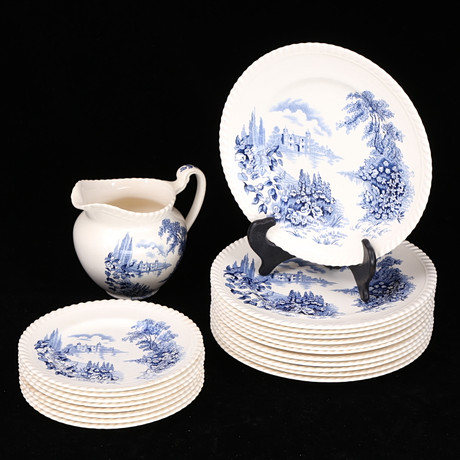 DINING SET, 21 pieces, porcelain, "Castle on the Lake", Johnson Bros ...