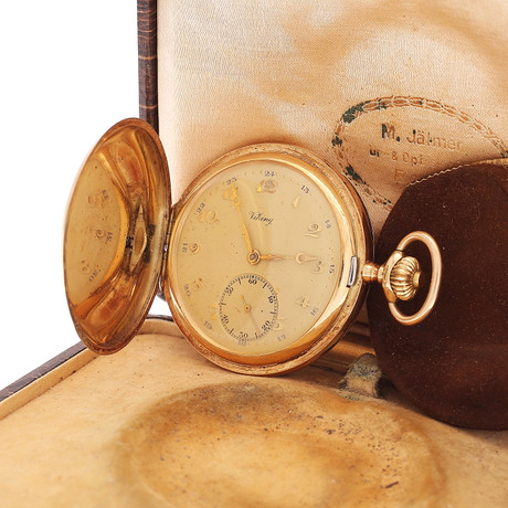 TASCHENUHR, Savonette, Außengehäuse Gold 14K, Wikinger, Gesamtgewicht ...