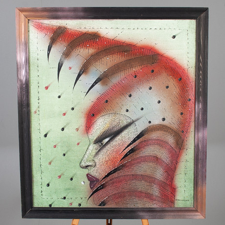 ELZBIETA TERLIKOWSKA (FÖDD 1947). Akryl på duk, figurkomposition, Polen ...