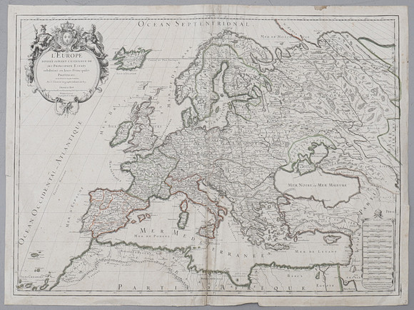 ANTIK KARTA. L'EUROPE 1720 AV N. SANSON OCH J. HUBERT. Böcker, Kartor ...
