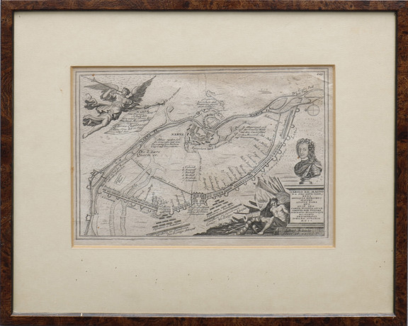 ANTIQUE MAP. COPPER STICK WITH CARL XII AND THE BATTLE OF NARVA 20 ...