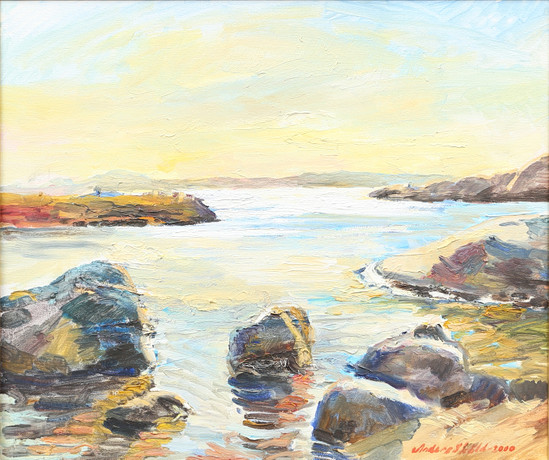 ANDERS SKÖLD. Skärgårdslandskap, olja på duk, signerad och daterad 2000 ...