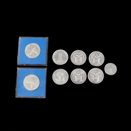 SVENSKA SILVERMYNT, 9 st, 100 kr. Mynt, Medaljer & Frimärken - Mynt ...