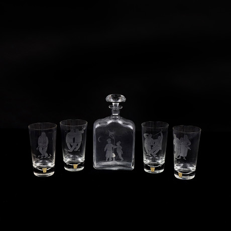 GROGG GLASS and CARAFE, glass, mid-20th century. Glass - Other - Auctionet