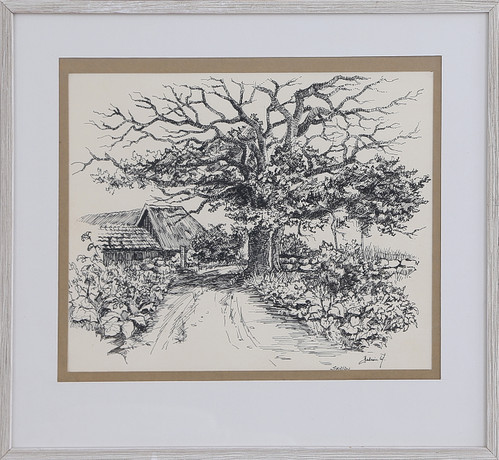BERT ZEDRÉN. DIBUJO, tinta, Skälby, Kalmar, firmado, 1900. Arte ...