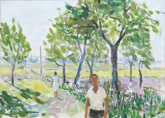 LARS LARSSON (1912-1971). Summer landscape, oil on canvas, signed L ...