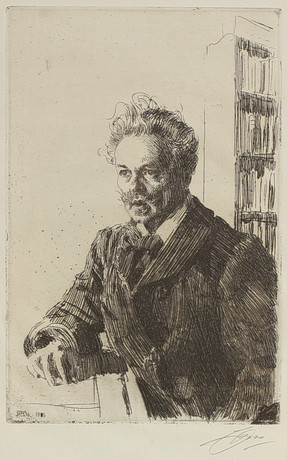 ANDERS ZORN. Etsning, "August Strindberg", signerad med blyerts. Konst ...