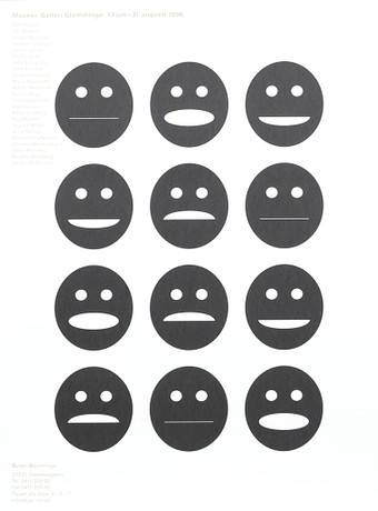 AFFISCH, Masker, Galleri Glemminge 1986, färglitografiskt tryck ...