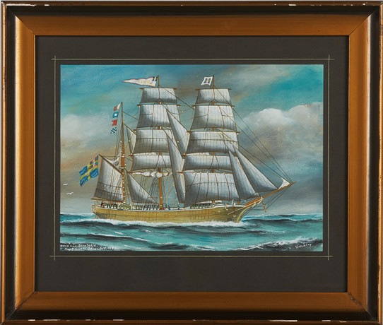 GUSTAF FREDRIKSSON (1901-1982): Fartygsporträtt av "Lovis" - från Norrtälje, Capt Carl W ...