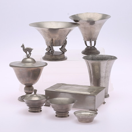 PEWTER OBJECTS, 8 pcs., Art Deco, 1930s/40s. Silver & Metals - Other ...