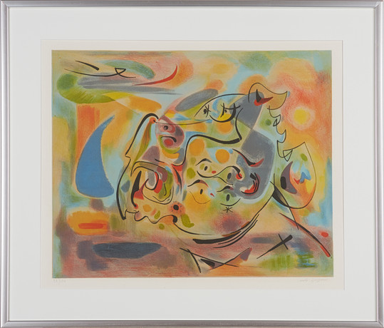 ANDRÉ MASSON. Figure composition, color lithograph, signed Andre Masson ...