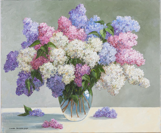 LINNEA LARSSON (born 1964): Lilacs in vase, signed and dated L. Larsson ...