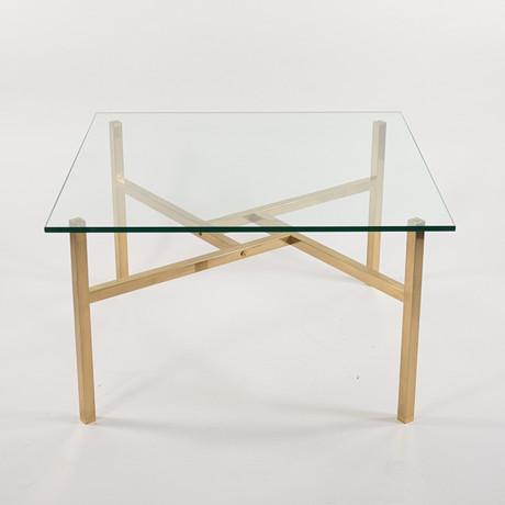 Coffee table, 1960s / 70s, legs stand in brass, glass top. Furniture ...