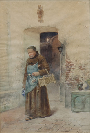 FRANS WILHELM ODELMARK. MUNK I VINKÄLLARE. Konst - Måleri - Auctionet