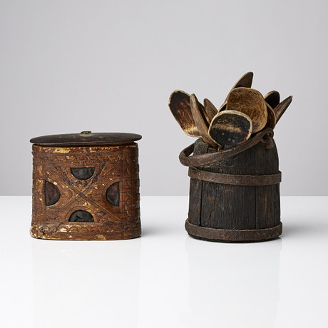 SNAIL BUCKET, MONEY BOX, SPOONS, 18/1900s, 13 parts. Folk art - Other ...