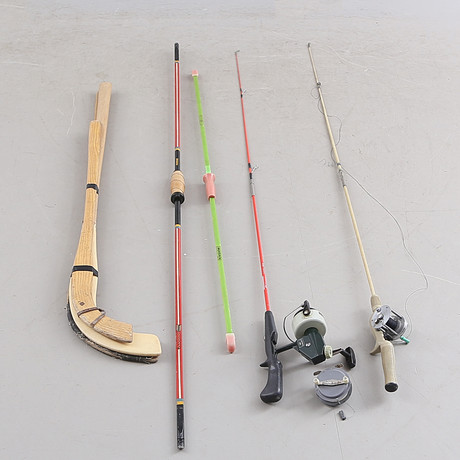 FISHING ROD, BANDY CLUBS and more, a total of 8 parts, 1900s ...