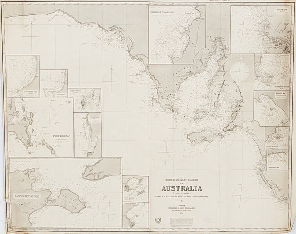 Nautical chart of Australia 1874. Böcker, Kartor & Handskrifter - Auctionet