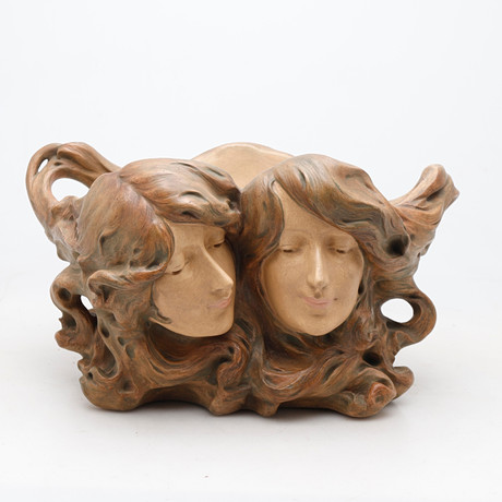 AFTER A MODEL BY LAMBERT ESCALER. Art Nouveau planter with nymphs ...