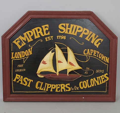 RÓTULO EMPRESARIAL Empire Shipping, madera pintada en relieve. Otros ...
