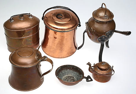 COPPER ITEMS, 6 pcs, 1800s. Silver & Metals - Pewter, Brass & Copper ...