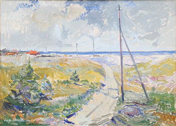 AAGE STRAND (DANMARK, 1910-1974). Coastal landscape, North Zealand oil ...