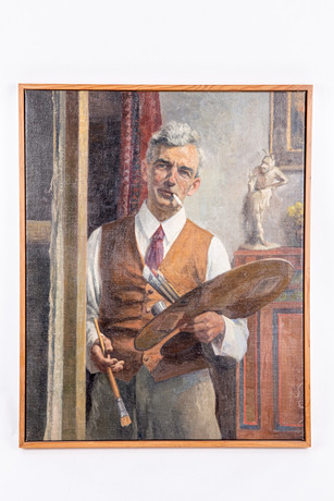 LUITPOLD I ADAM. Luitpold I Adam, painting, self-portrait in front of ...