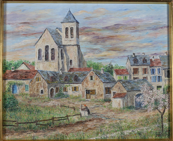 PIERRE TARROU. Vy över By, olja på duk, signerad. Konst - Måleri ...