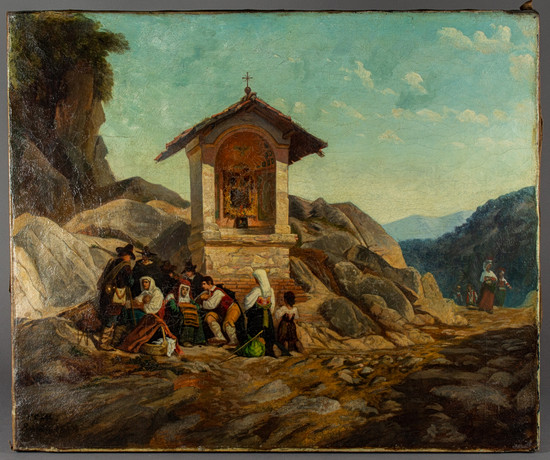 CHRISTIAN CARL MAGNUSSEN (1821-1896). Pilgrimage route in Italy. Art ...