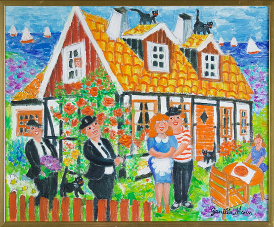 GUNILLA MANN. Oil on canvas, "The birthday girl in Österlen", signed ...