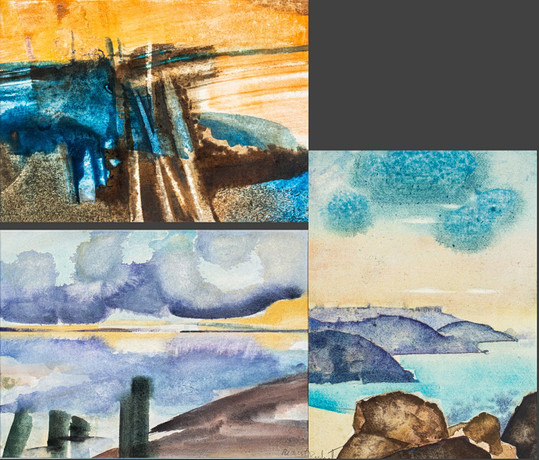 FRANZ RECKERT (1914-2004). 3 Blatt: Küstenlandschaften. Kunst & Gemälde ...