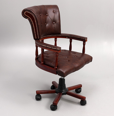 OFFICE CHAIR, 2000s, English style, deep-stitched synthetic leather ...