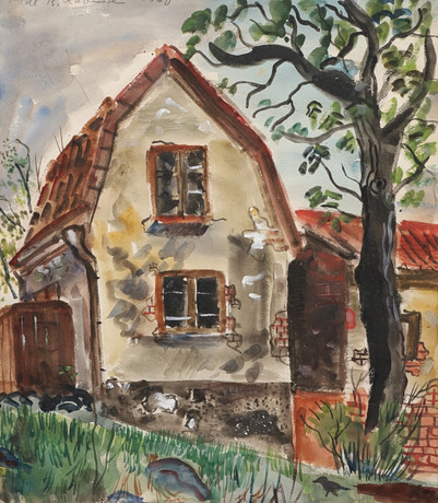 HILDE RUBENSTEIN (1904-1997). Building by trees, signed and dated 1940 ...