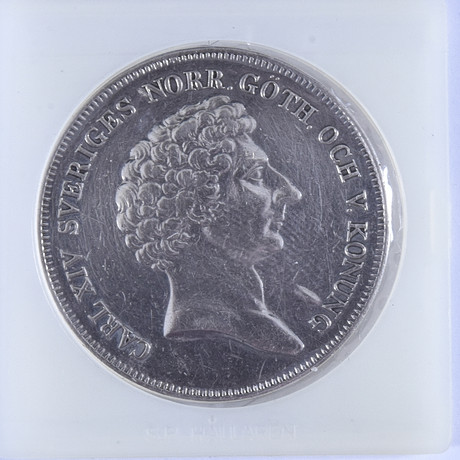 SILVER COIN, Karl XIV Johan, 1 riksdaler Sp, 1842. Coins, Medals ...
