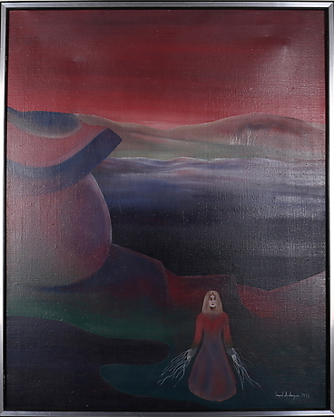 INGRID ANDERSSON. Woman in landscape. Oil on canvas. Signed and dated ...
