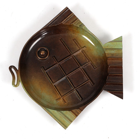 BARREL, in the shape of a fish, bronze, Ystad Bronze, 1900s. Silver ...