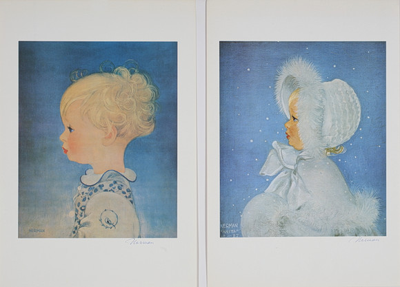 EINAR NERMAN. "Barn", 2 st, litografiska tryck, signerade. Konst ...