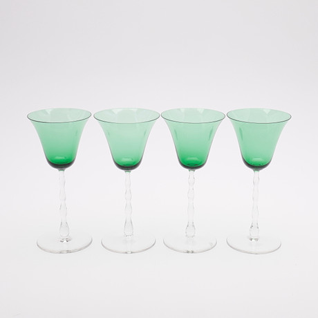 SIMON GATE. VINGLAS, 4 st, med storkben. Glas - Serviser - Auctionet