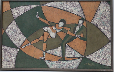 I EIDEFJÄLL. Batik board, Dancing couple signed. Art - Other - Auctionet