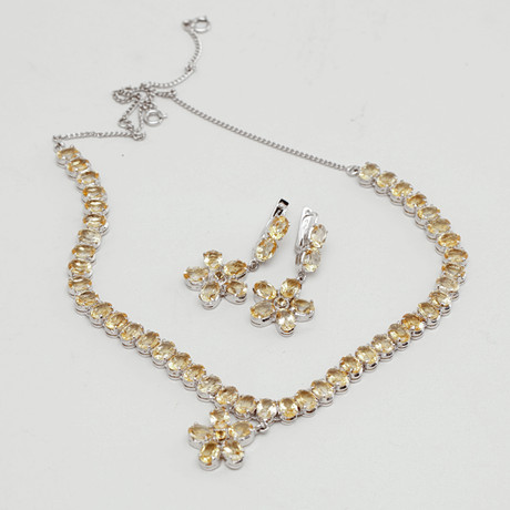 COLLIER samt ÖRHÄNGEN, silver och citriner. Smycken & Ädelstenar ...