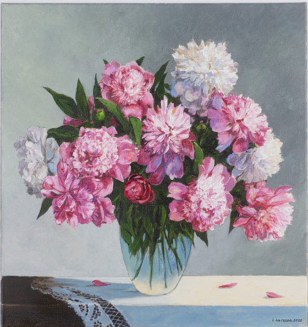 LINNEA LARSSON (born 1964): Peonies in vase, signed and dated L ...
