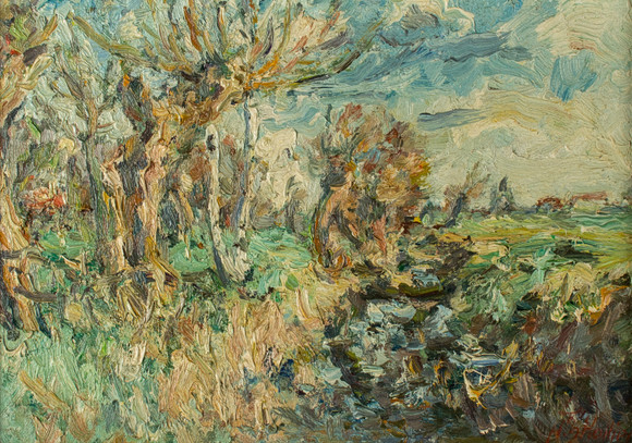 HANS THEODOR HALLIER (1908-1982). Willows by the creek. Art - Paintings ...