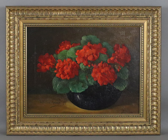 - KAISER, G. WILLIE. - Flowering potted plant, oil on canvas. Art ...