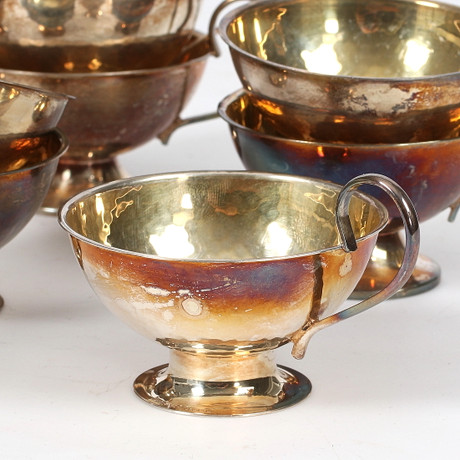 PUNCH MUGS, 9 pcs, silver, Ceson, Gothenburg., 1970s. Weight 281 grams ...