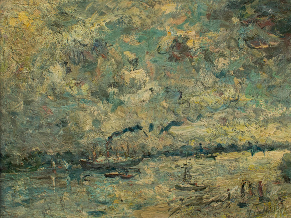 HANS THEODOR HALLIER (1908-1982). View over the river. Art - Paintings ...