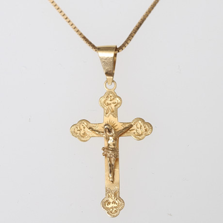 HÄNGE, med kedja, 18K guld, Jesus på korset. Smycken & Ädelstenar ...