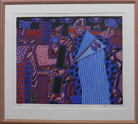 BJÖRN T HANSEN. Composition. Color lithograph, numbered 151/250. Signed ...