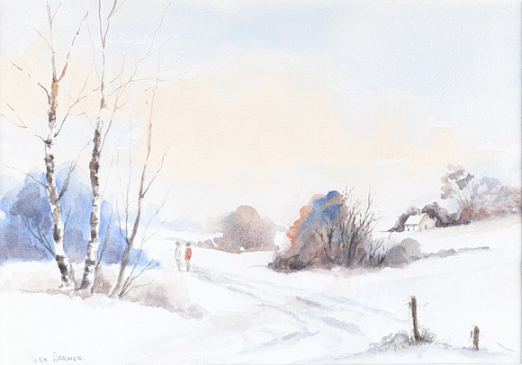 VERA BARNES. Figurer i landskap, akvarell, signerad. Konst - Teckningar ...