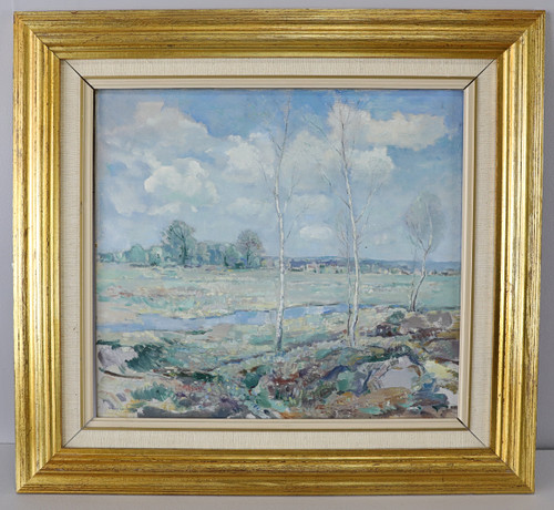 HUGO CARLBERG. oil on canvas, birch trees and landscape, signed. Art ...