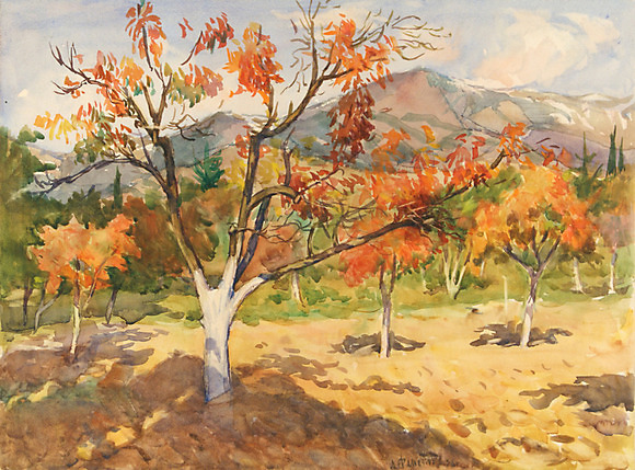 FEIGIN, LIBERT IZRAILEVICH. "Autumn in Crimea". watercolor/paper. 26 ...